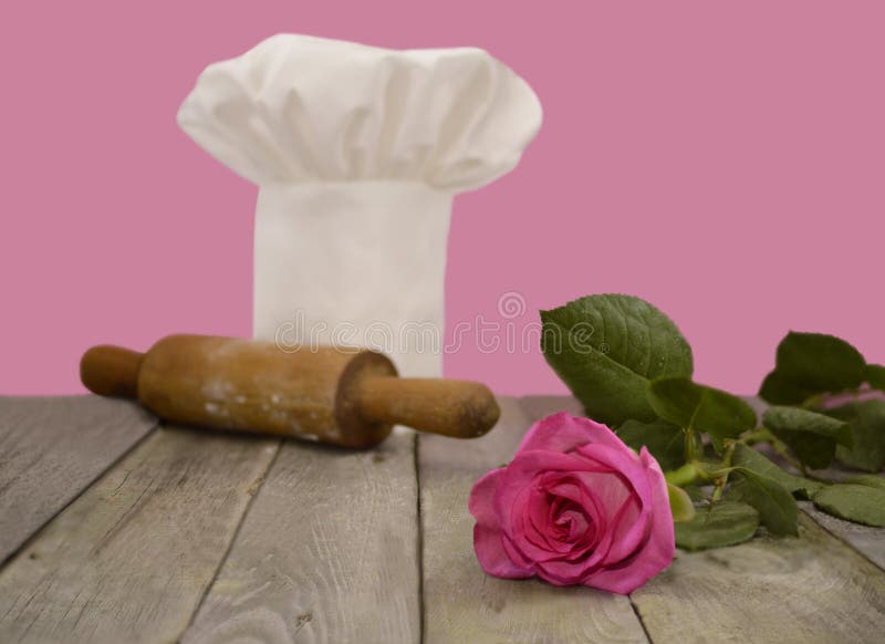 Chef's Toque With Pink Rose 2 Picture. Image: 35659956