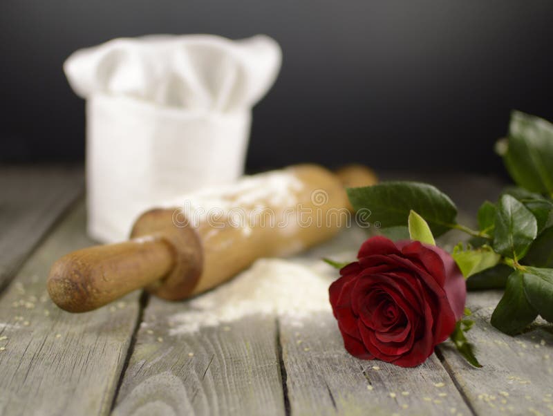 Chef s toque with red rose stock image. Image of classical - 35659695