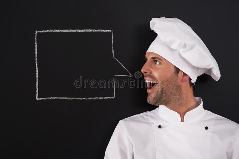 Chef saying something stock image. Image of chalk, male - 31623269