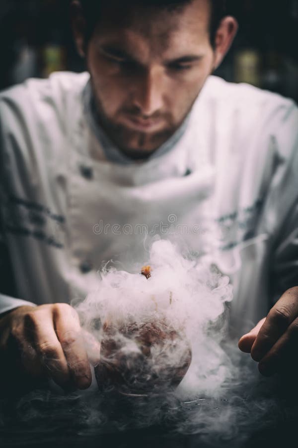 Chef served a food stock photo. Image of dining, food - 80250490