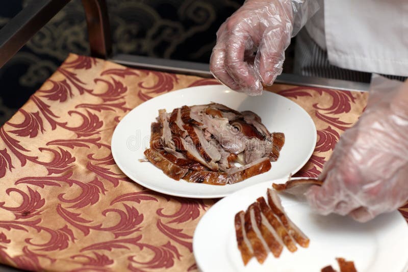 Chef serves peking duck stock photo. Image of lunch, lifestyles - 39167610