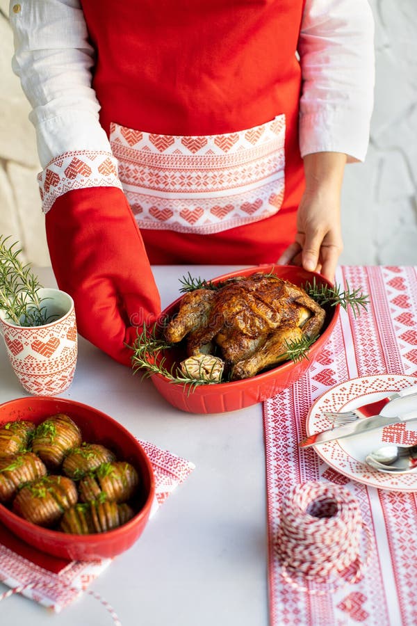 Chef Serving Christmas Dinner Stock Photo - Image of lunch, christmas ...