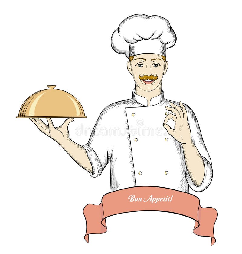 Chef serving the dish stock vector. Illustration of enjoyment - 48052804