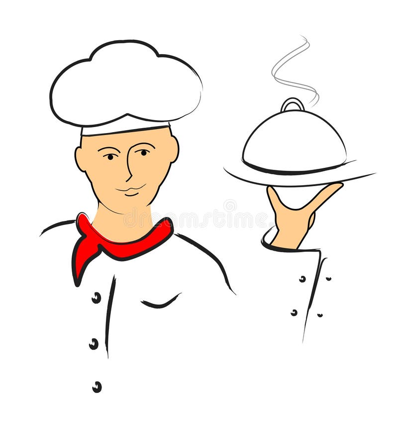 Chef serving food stock vector. Illustration of cook - 16073991