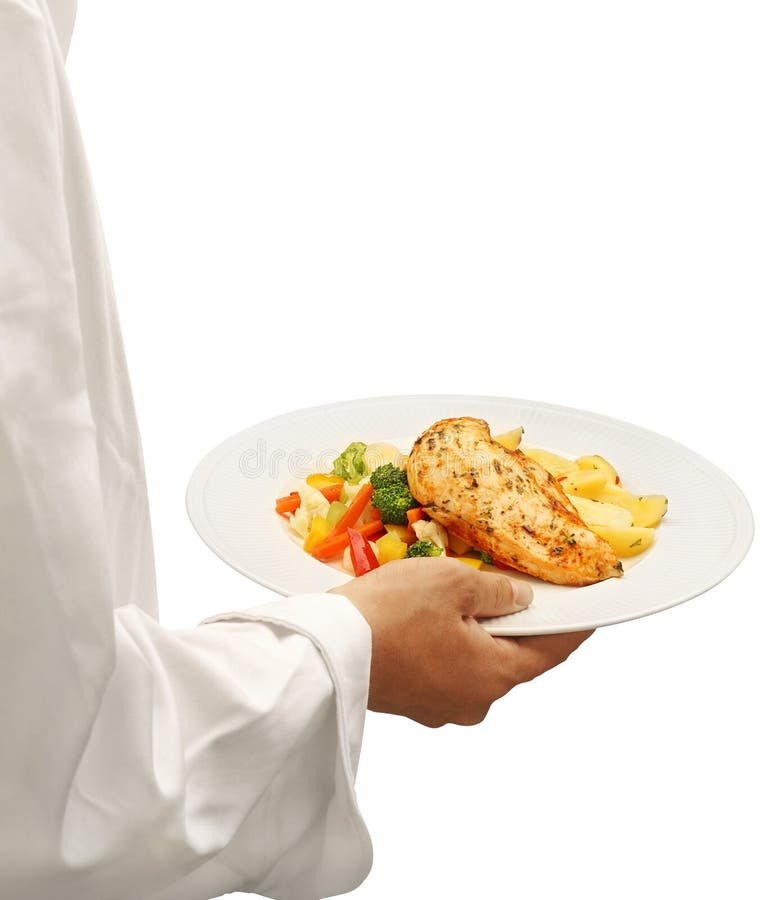 Chef Serving Food with Clipping Path Stock Image - Image of hand ...