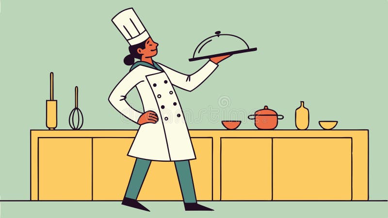 Chef Serving Food in a Professional Kitchen, Vector Design Generative ...