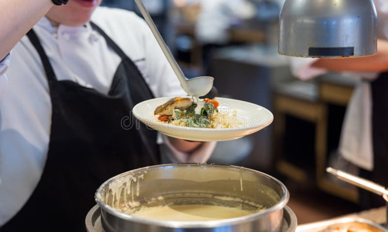 Chef is Serving Food To a Customer Stock Image - Image of culinary ...