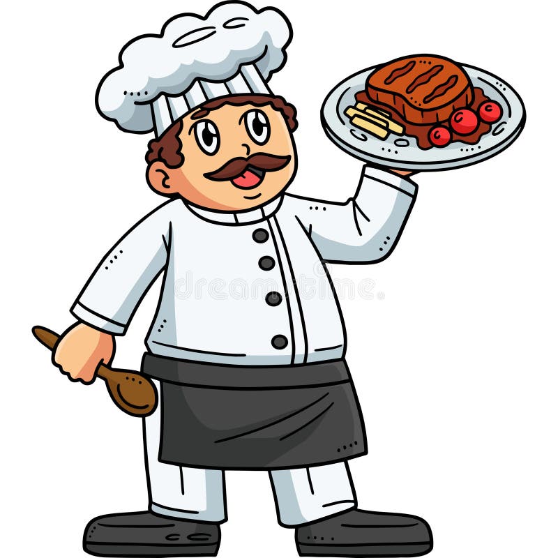 Chef with a Serving Plate Cartoon Colored Clipart Stock Vector ...