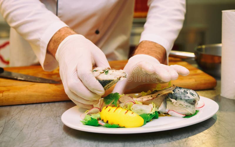 Chef is Serving Steamed Fish, Toned Stock Photo - Image of cooked ...