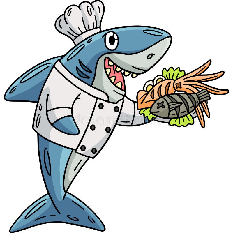 Chef Shark Cartoon Colored Clipart Illustration Stock Vector ...