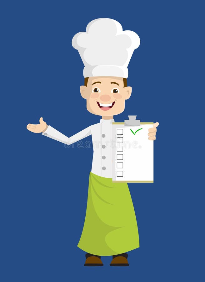 Chef - Showing a Checklist stock vector. Illustration of waiter - 162609955