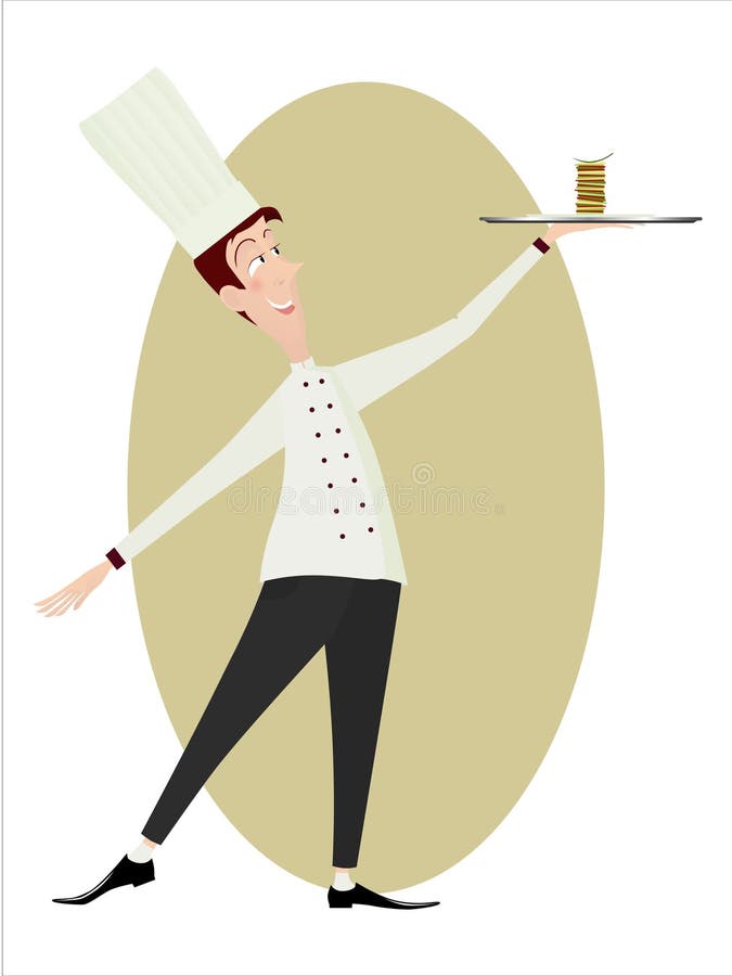 Chef Shows Delicious Haute Cuisine Dish Stock Vector - Illustration of ...