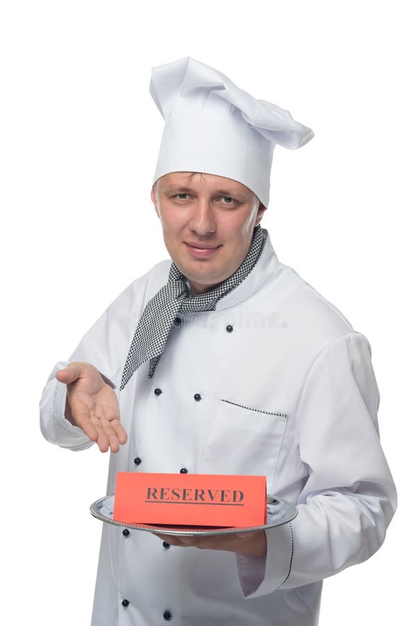 Chef Shows on a Plate Reserve Stock Photo - Image of open, reserve ...