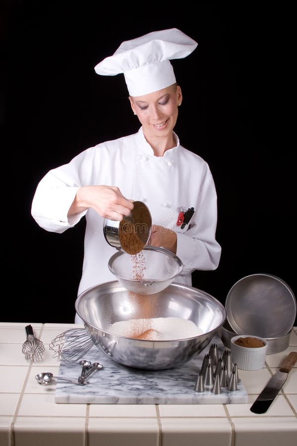 Cocoa Sift into Flour stock image. Image of black, pastry - 3584459