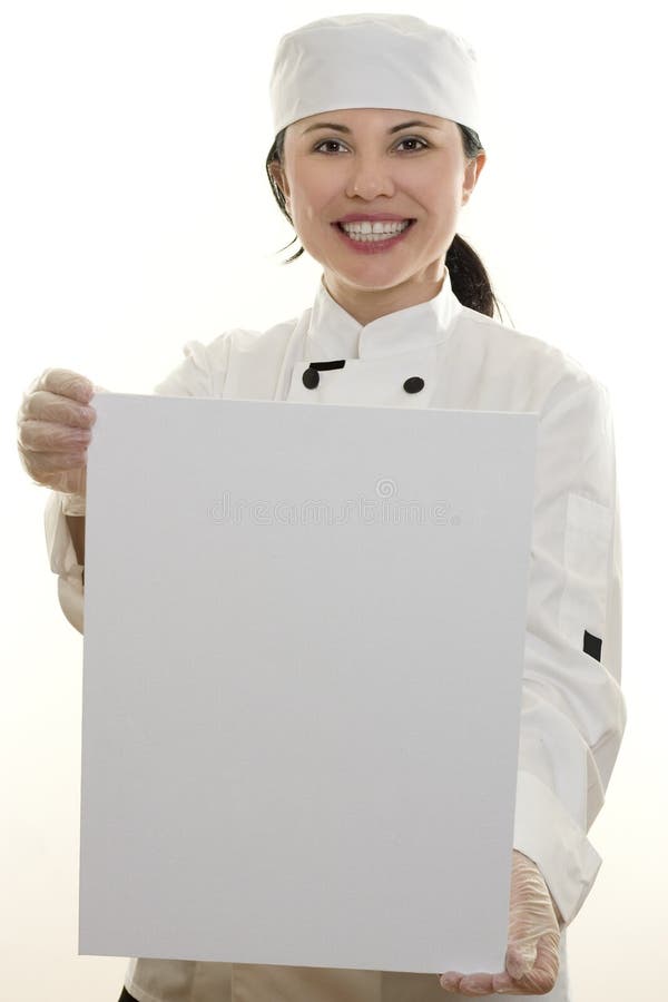 Chef with Sign stock photo. Image of chefs, girl, blank - 751816