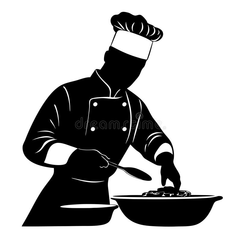 Chef Silhouette Cooking in Kitchen Illustration for Culinary Projects ...