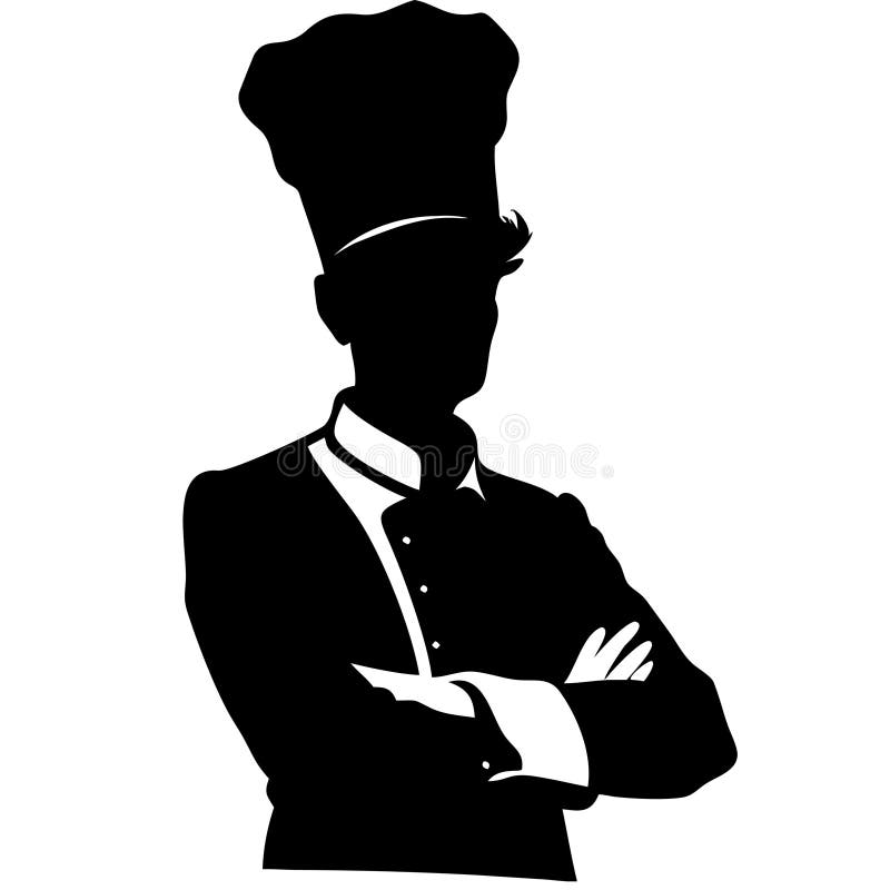 Chef Silhouette Vector Art in Black and White for Culinary Designs and ...