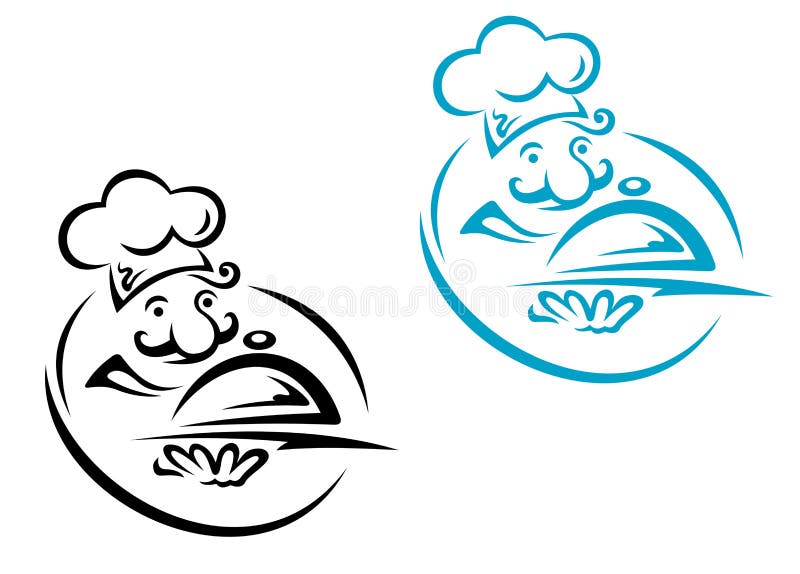 Chef with silver tray stock vector. Illustration of happy - 27006450