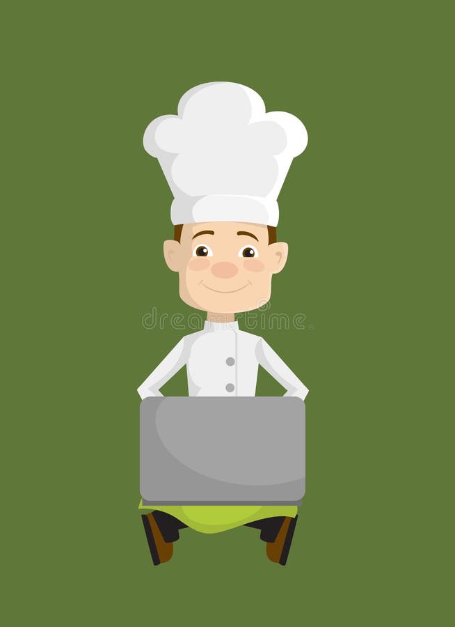Chef - Sitting and Working on Laptop Stock Vector - Illustration of ...