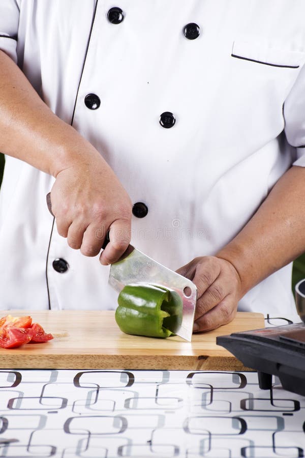 Chef slicing Tomato stock image. Image of fresh, dinner - 62327675