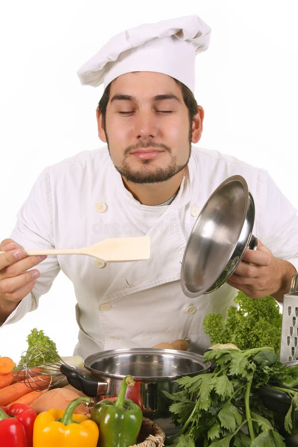 Chef smelling stock image. Image of professional, manly - 7073711