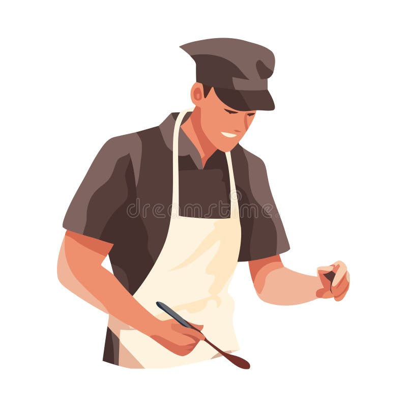 Chef Smiling Holding Spoon Icon Stock Vector - Illustration of icon ...