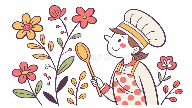 Chef with Spoon and Cooking Pot, Culinary Profession and Kitchen Scene ...