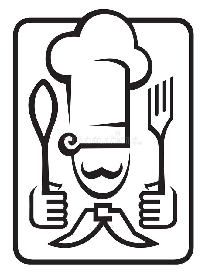 Chef Hat with Spoon and Fork Stock Vector - Illustration of hunger ...