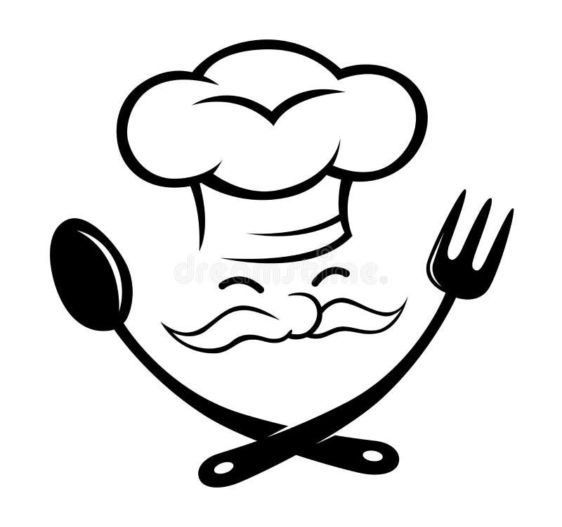 Chef with Spoon and Fork Icon Stock Vector - Illustration of human ...