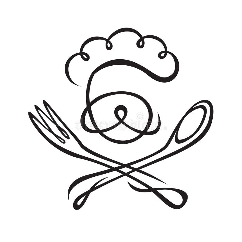 Chef Hat with Spoon and Fork Stock Vector - Illustration of sign, cook ...