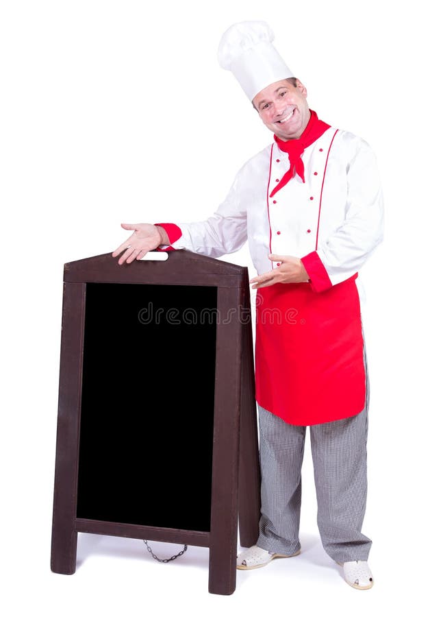 Chef Standing with an Blank Menu Stock Photo - Image of happy, empty ...