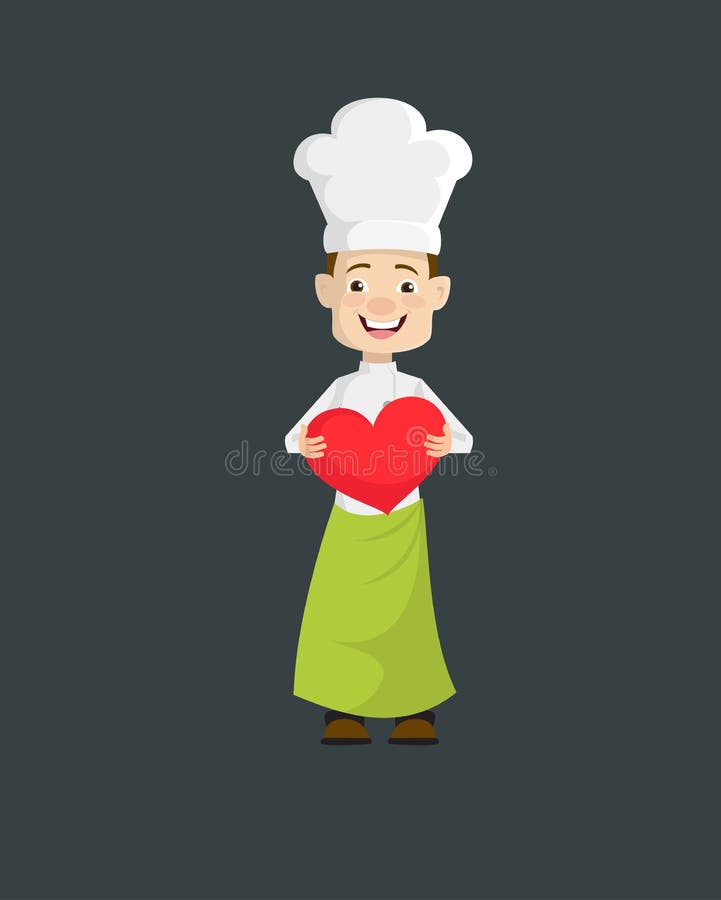 Chef - Standing with a Heart Stock Vector - Illustration of valentine ...