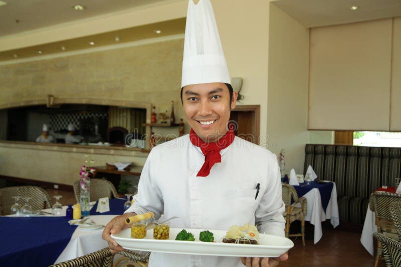 Chef Standing at Restaurant Stock Photo - Image of people, restaurant ...