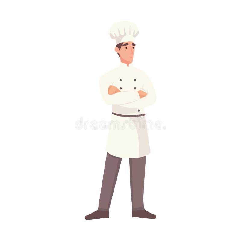 Chef Standing in Uniform, Smiling with Pride Stock Vector ...