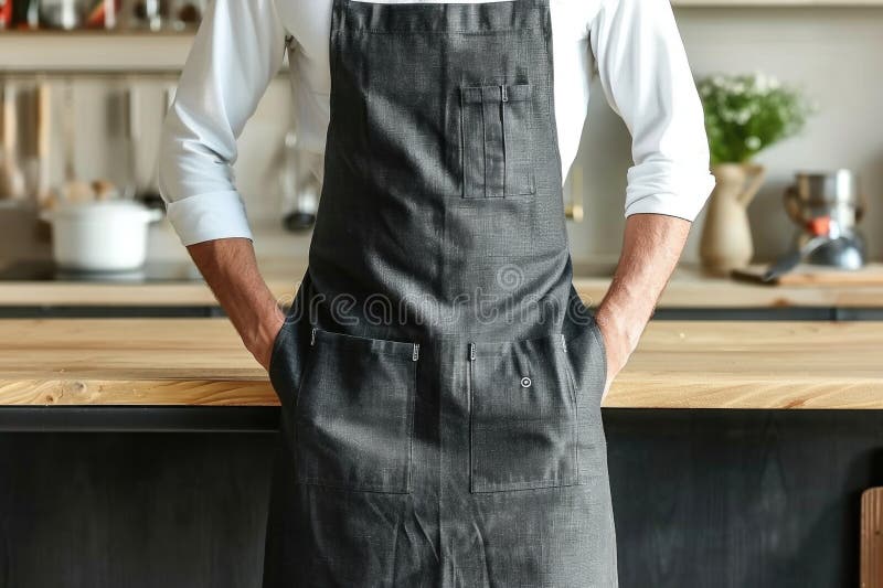 A Chef Stands in Front of a Counter with Apron on Stock Illustration ...