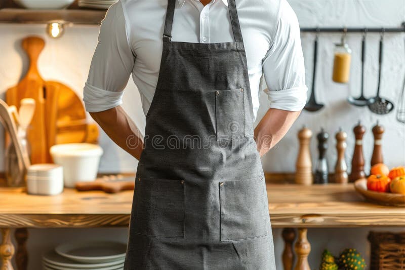 A Chef Stands in Front of a Counter with Apron on Stock Illustration ...