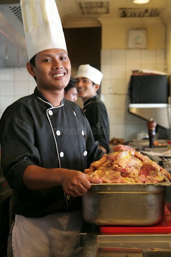 Chef and steaks stock image. Image of accommodation, staff - 6014799