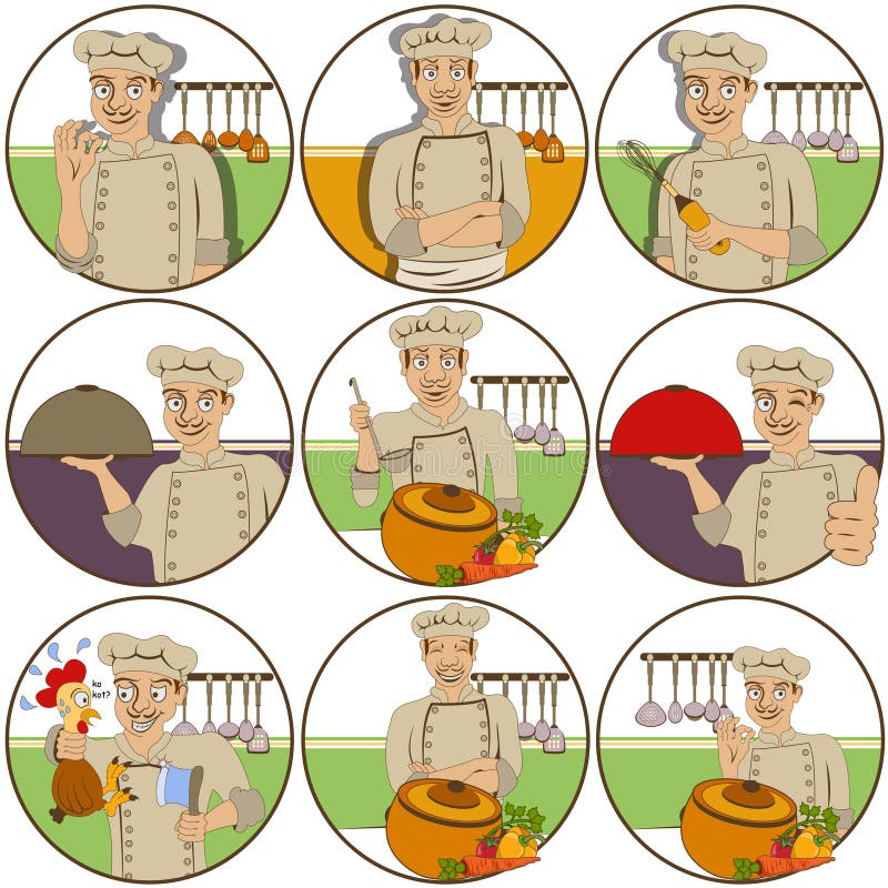 Chef stickers stock vector. Illustration of chef, lunch - 27448329