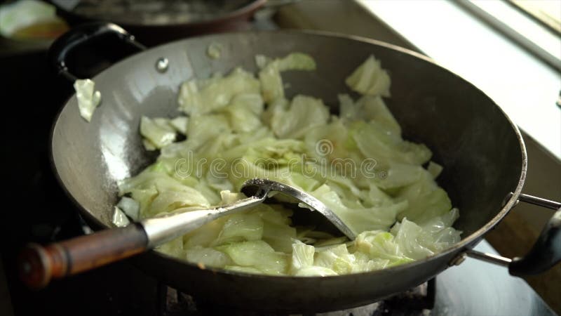 A Chef Stir-fried Cabbage, Chinese Food Stock Footage - Video of meal ...