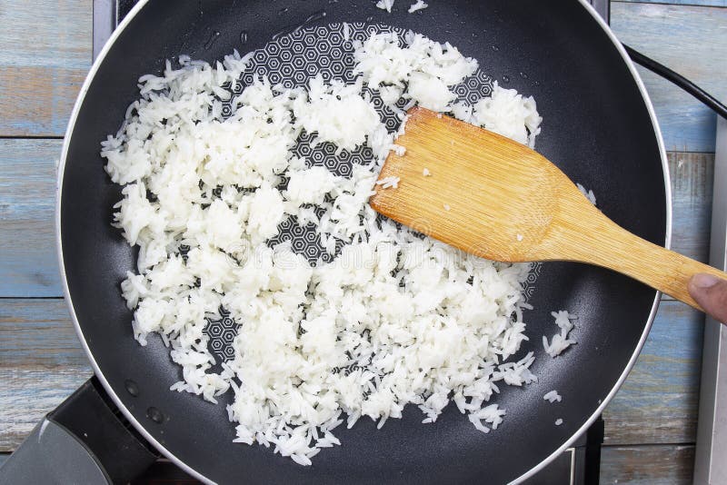 Chef Stiring Cooked Rice in the Pan Stock Image - Image of healthy ...