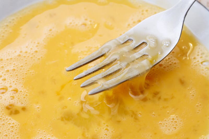 Chef is Stirring the Egg S Yolk with the Fork Stock Photo - Image of ...
