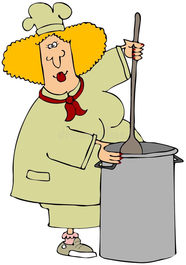 Chef Stirring a Large Pot stock illustration. Illustration of scarf ...