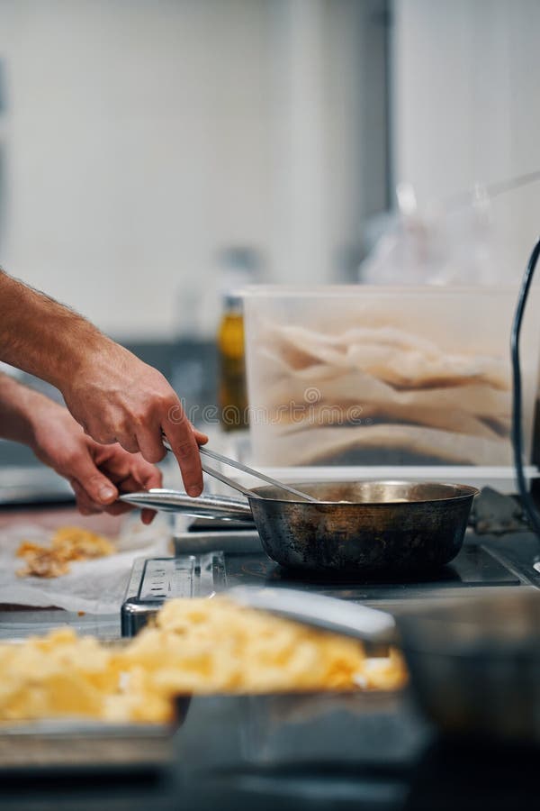 Chef stirring the pan stock image. Image of cusine, occupation - 274628791