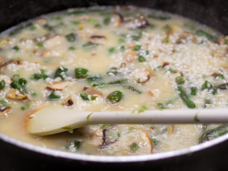 Chef Styr Carnaroli Rice on Pan for Risotto Recipe Dish Stock Photo ...