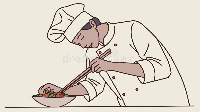 Chef Tasting a Dish for Quality Control in a Kitchen Vector Design ...