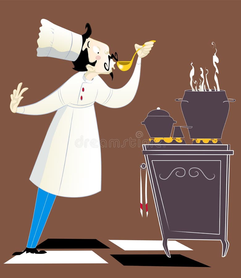 Cooking woman chef stock illustration. Illustration of clip - 11135368