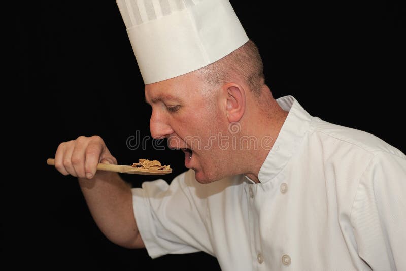 Chef tasting food stock image. Image of hand, protect - 6086469