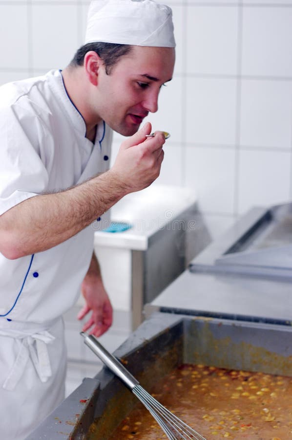 Chef tasting food stock photo. Image of lunch, glad, careful - 7046304