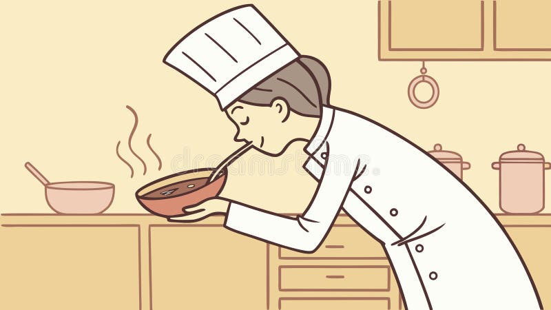 Chef Tasting Food, for Quality Control, Recipe Testing, and Culinary ...