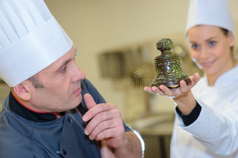 Chef Team in Restaurant Kitchen with Dessert Working Together Stock ...